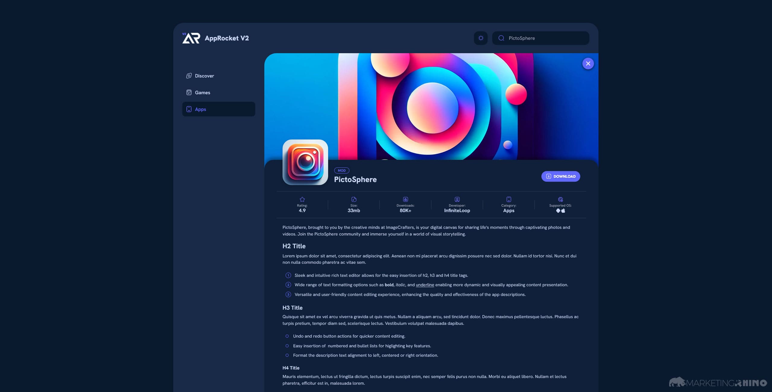 AppRocket V2 – CPA Marketing Landing Page | Marketing Rhino